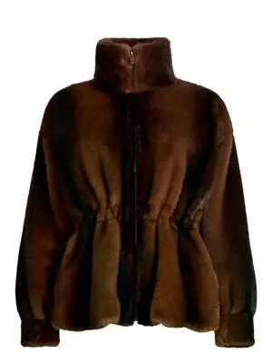 DUCIE Kai Jacket Oversized Fit, Funnel Neck - Brown