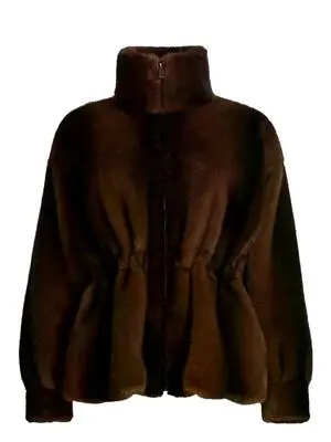 DUCIE Ducie Kai Jacket - Oversized Fit, Funnel Neck Brown