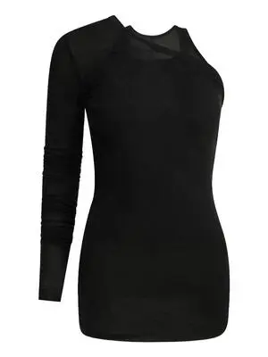 Rick Owens One-shoulder Ribbed Knit Top - Black