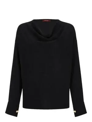 Max Mara Cowl Neck Blouse With Buttoned Cuffs - Black