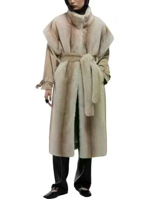 DUCIE Harper Suede-panel Coat - Neutrals
