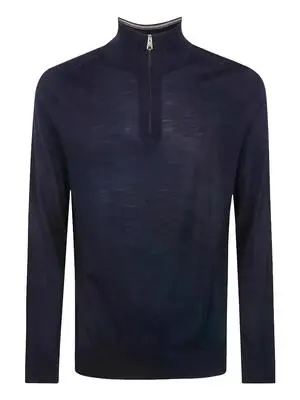 Paul Smith Quarter-zip Merino Wool Sweater - Blue