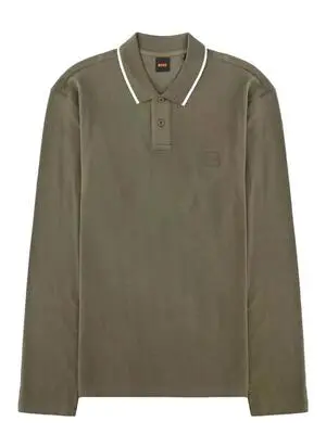 BOSS Long-sleeve Tipping-detail Polo Shirt - Green