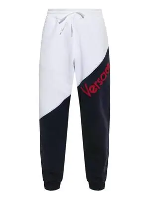 Versace Logo-embroidered Panelled Track Pants - Blue