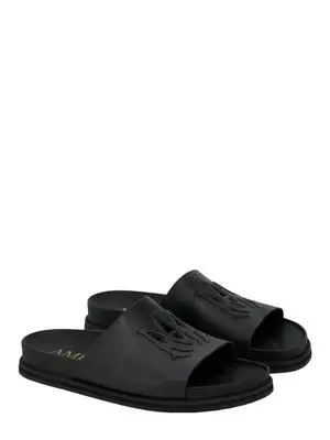 Amiri Ma Leather Slides - Black
