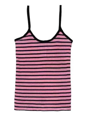 LA FETICHE Jade Striped Ribbed-knit Cami Top - Pink