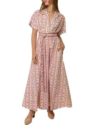PALM. NOOSA Floral-print Belted Dress - Neutrals