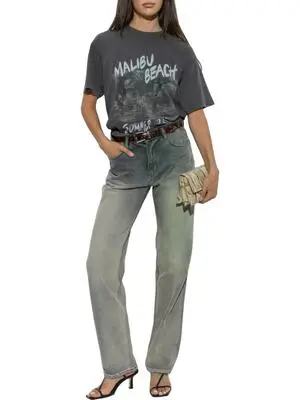 ANINE BING Cade Graphic-print T-shirt - Grey