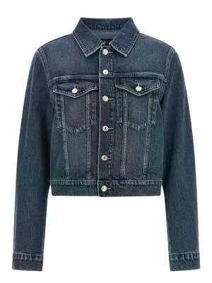 7 For All Mankind Darted Shrunken Denim Jacket - Blue
