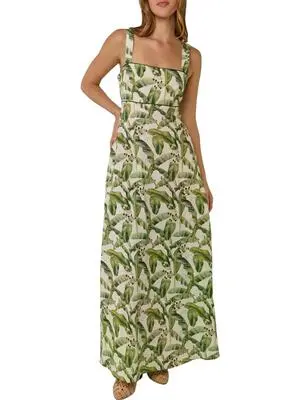 PALM. NOOSA Riviera Palm-print Dress - Neutrals
