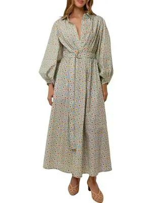 PALM. NOOSA Emily Belted Midi Dress - Blue