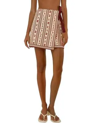PALM. NOOSA Rex Floral-print Wrap Mini Skirt - Neutrals