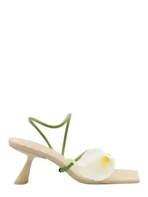 Cult Gaia Ria Flower-detail Heeled Sandals - Neutrals