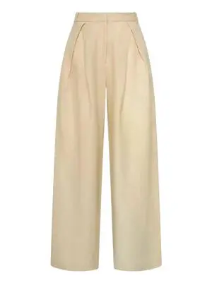 Faithfull The Brand Sofia Pleated Plazzo Pants - Neutrals