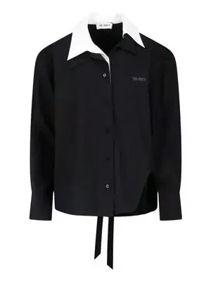 Attico Long Sleeve Shirt With Tie Detail - Black
