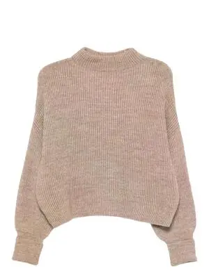 Closed Ribbed-knit Mock-neck Sweater - Neutrals