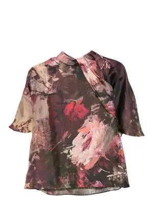 Antonio Marras Floral Print Draped Blouse - Red