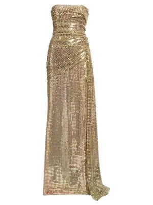 Elie Saab Strapless Sequin-embellished Maxi Dress - Gold