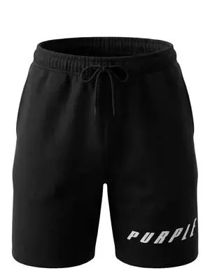 PURPLE BRAND Logo Embellished Drawstring Shorts - Black