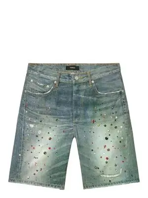 PURPLE BRAND Jewel-embellished Denim Shorts - Blue