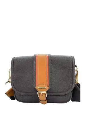 Burberry 1990-2000s Striped Buckled Shoulder Bag - Brown