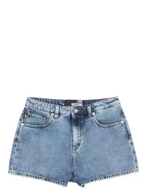 Moschino Heart Patch Denim Shorts - Blue