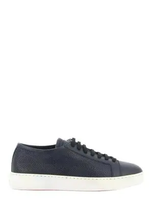 Santoni Perforated Detail Leather Sneakers - Blue