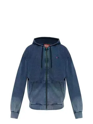 DIESEL® Faded Cotton Zip-up Hoodie - Blue