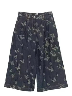 Moschino Butterfly Print Cropped Jeans - Blue