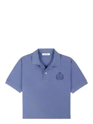 SPORTY & RICH Logo-embroidered Piqué Polo Shirt - Blue
