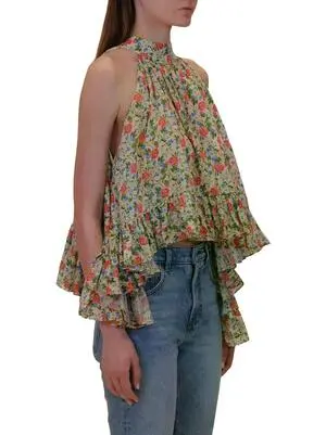 Azeeza Plath Ruffled-hem Blouse - Neutrals