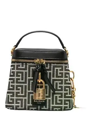 Balmain Monogram-pattern Padlock Mini Bag - Black