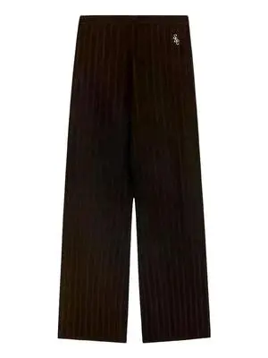 SPORTY & RICH Ribbed Logo-embroidered Palazzo Pants - Brown