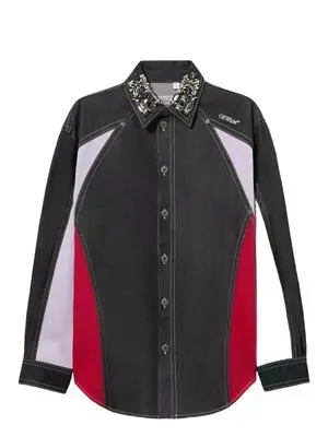 Off-White Crystal-embellished Color-block Jacket - Black
