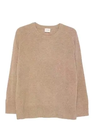 Closed Crew Neck Long Sleeve Sweater - Neutrals