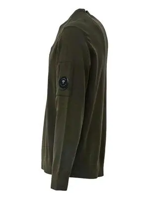 C.P. COMPANY C.P. Company Crew Neck Fine Knit Sweater With Sleeve Lens Detail