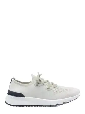 Brunello Cucinelli Knitted Lace-up Sneakers - Neutrals