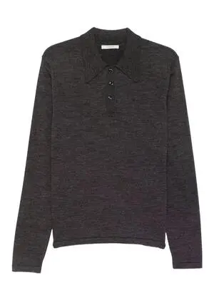 LEMAIRE Long-sleeve Wool Polo Shirt - Grey
