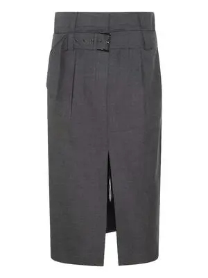 Brunello Cucinelli Belted Midi Skirt - Grey