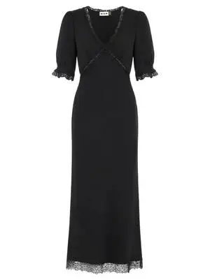 Rixo Annina Lace-trim Midi Dress - Black