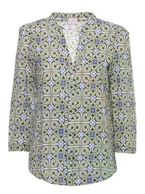 EMME V-neck Printed Shirt - Blue