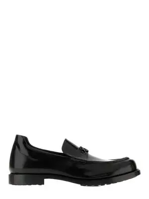Balenciaga Leather Logo Plaque Loafers - Black