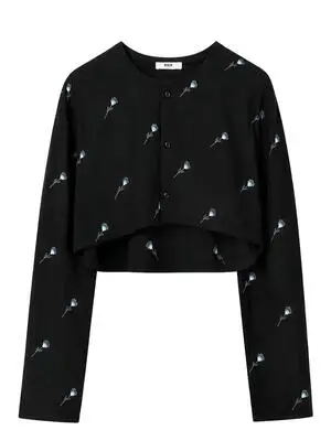 RIER Walker Floral Embroidered Shirt - Black