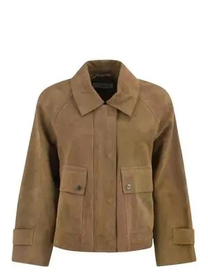 Max Mara Suede Raglan-sleeve Jacket - Brown