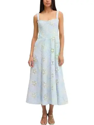 Bardot Guipure Lace-embroidered Midi Dress - Blue