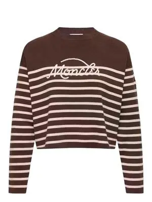 Moncler Striped Logo-embroidered Sweater - Brown