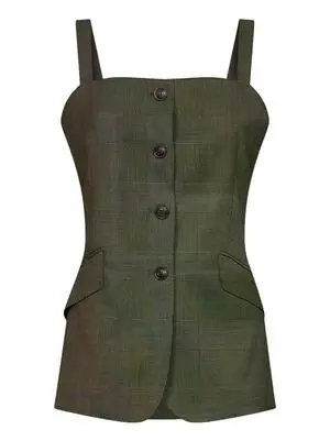 MAX MARA Glen Checked Wool Top