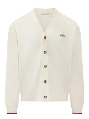 Drole De Monsieur Embroidered Logo V-neck Cardigan - Neutrals
