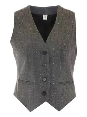 Liu Jo Pinstripe Vest With Strass Embellishments - Grey