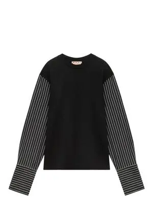 Marni Striped-sleeve T-shirt - Black